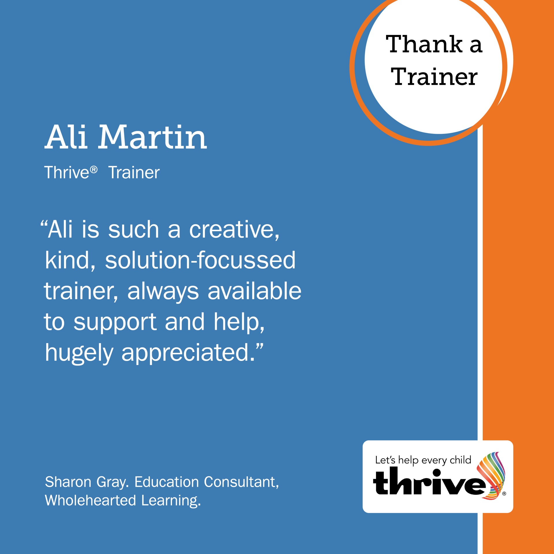 Thank a Trainer: Ali Martin | The Thrive Approach