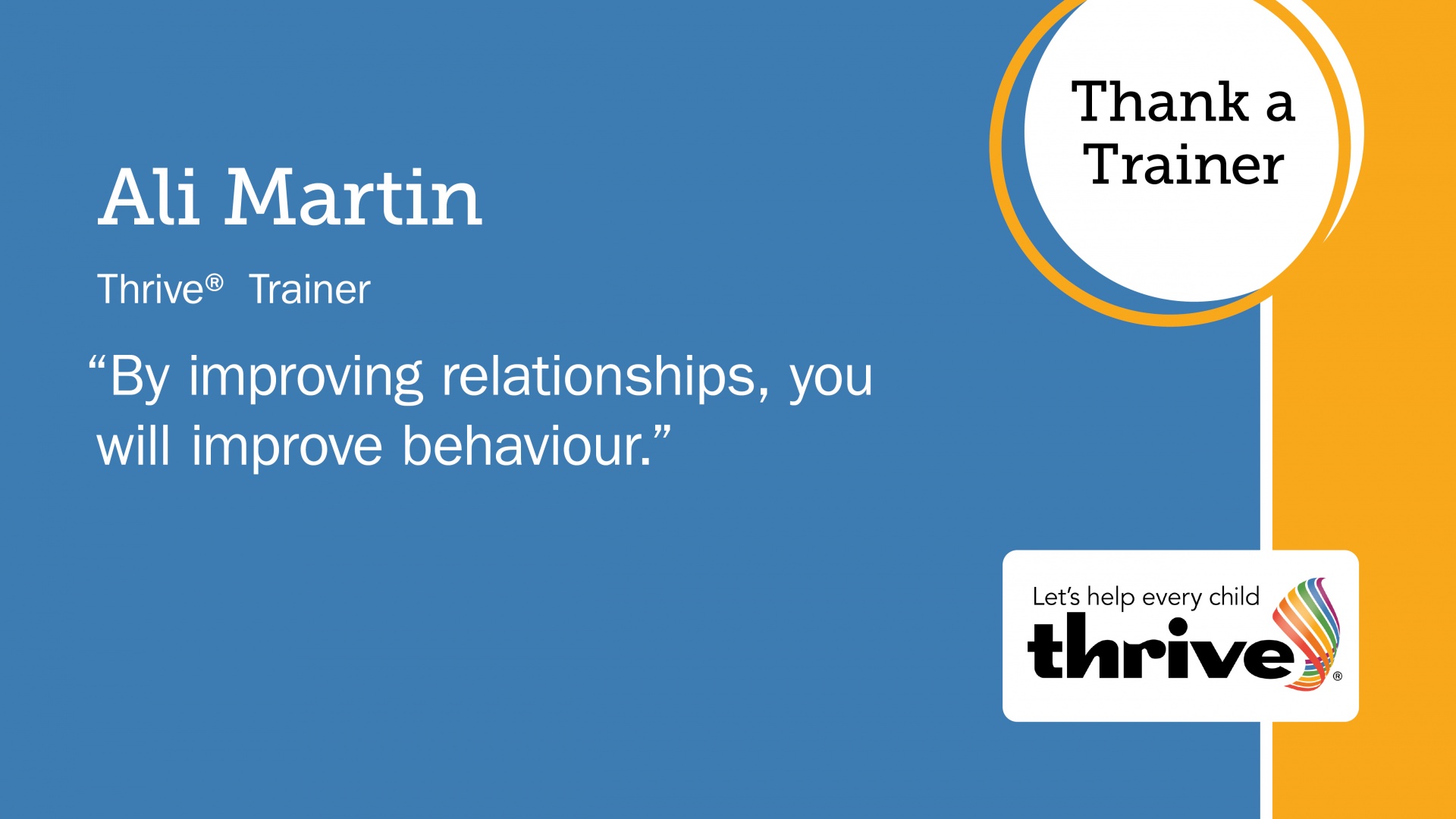 Thank a Trainer: Ali Martin | The Thrive Approach